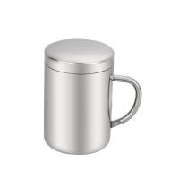 China SUS 304 Stainless Steel Double Wall Coffee Mug 300ml with Lid for Camping Travel for sale