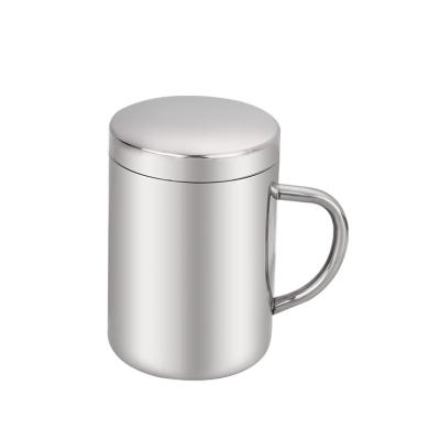 China SUS 304 Stainless Steel Double Wall Coffee Mug 300ml with Lid for Camping Travel for sale