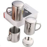 China SUS 304 Stainless Steel Double Wall Coffee Mug 300ml with Lid for Camping Travel for sale