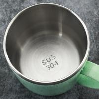 China 200g 220ml Double Wall Stainless Steel Coffee Mug with Handle 304 for sale