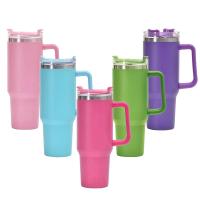 China 40oz Sublimation Travel Coffee Mug 304 Stainless Steel Powder Coated Tumbler with Handle for sale