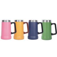 China 24oz 710ml Vacuum Double Wall 304 Stainless Steel Coffee Beer Mug with Handle for sale