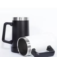 China 24oz 710ml Vacuum Double Wall 304 Stainless Steel Coffee Beer Mug with Handle for sale