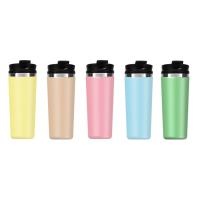 China Double Wall Vacuum Travel Coffee Mug 304 Stainless Steel Tumbler 360ml 480ml with Lid Straw for sale