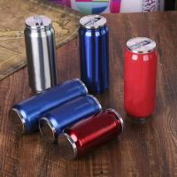 China Double Wall Stainless Steel Vacuum Cola Can Bottle with Flip Straw Lid 350ml 500ml for sale