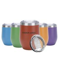 China 12oz Double Wall Stainless Steel Travel Coffee Mug Insulated Vacuum Egg Shape Wine Tumbler 240ml 350ml for sale