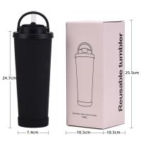 China 710ml Stainless Steel Double Layer Insulated Water Bottle with Straw and Handle for sale