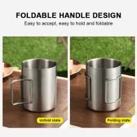 China OEM Stainless Steel Direct Supply Double Wall Mug Camping Mug With Foldable Handle for sale