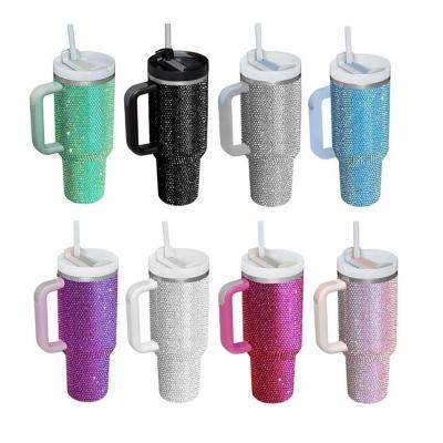 China Customizable Reusable Cold Color 300ml/400ml Double Wall Cup with Diamond Studded Lid for sale