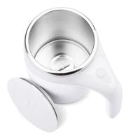 China 380ml Stainless Steel Electric Heating Mug Portable Lazy Magnetic Rotary Cup for Outdoor Travel for sale