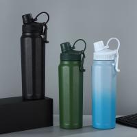 China Peacock Blue Vacuum Sports Thermal Flask 800ml 1000ml Stainless Steel Sport Water Bottle with Handgrip for sale