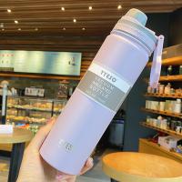 China Double Wall 304 Stainless Steel Insulated Water Bottle 530ml 750ml with Straw BPA Free Sport Thermal Mug for sale