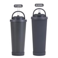 China 710ml Stainless Steel Vacuum Tumbler with Lid Travel Straw Mug Custom Logo for sale