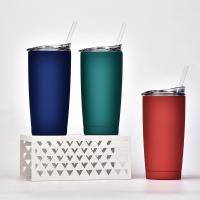 China Custom Vacuum Tumbler Stainless Steel Water Bottle 600ml with Plastic Straw for sale