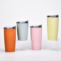 China Custom Vacuum Tumbler Stainless Steel Water Bottle 600ml with Plastic Straw for sale