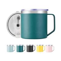 China 420ml 304 Stainless Steel Vacuum Insulated Coffee Tumbler with Custom Logo Handle Mug for sale