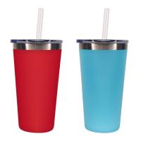 China 304 Stainless Steel 600ml Sublimation Tumbler Travel Coffee Mug with Straw for sale