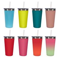 China 304 Stainless Steel 600ml Sublimation Tumbler Travel Coffee Mug with Straw for sale
