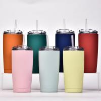 China Double Wall Insulated Water Bottle 600ml Stainless Steel Vacuum Tumbler with Straw Custom Logo for sale