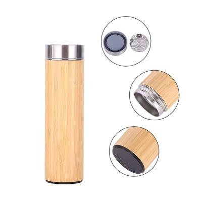China 304 Stainless Steel Bamboo Lid Vacuum Flask 500ml Eco Friendly Custom Logo Water Bottle for sale
