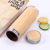 China 304 Stainless Steel Bamboo Lid Vacuum Flask 500ml Eco Friendly Custom Logo Water Bottle for sale
