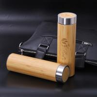 China Bamboo Lid Vacuum Insulated Stainless Steel Water Bottle 500ml Sport Thermal Flask for sale