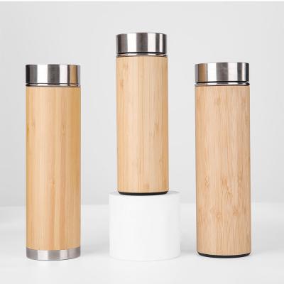 China 304 Stainless Steel Vacuum Insulated Water Bottle 500ml with Bamboo Lid for Business Gifts for sale