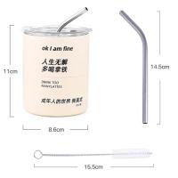 China 320ml 600ml Double Wall Vacuum Insulated Stainless Steel Tumbler Coffee Mug with Straw for sale