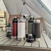 China Double Handle Vacuum Flask 304 Stainless Steel Insulated Travel Pot 550ml 750ml for sale