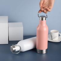 China 500ml Stainless Steel Vacuum Flask Outdoor Insulated Water Bottle with Handle Lid Custom Logo for sale
