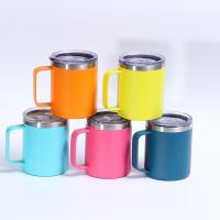 China Custom Logo Stainless Steel Travel Mug 12oz 14oz Insulated Cup with Handle for Adults for sale