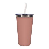 China 550ml 304 Stainless Steel Vacuum Insulated Coffee Tumbler Mug with Straw for Outdoor Travel for sale