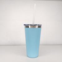 China 550ml 304 Stainless Steel Vacuum Insulated Coffee Tumbler Mug with Straw for Outdoor Travel for sale