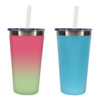 China Custom 304 Stainless Steel Vacuum Insulated Water Bottle 550ml 600ml Car Tumbler with Straw for sale