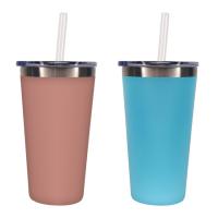 China 550ml 304 Stainless Steel Vacuum Insulated Car Tumbler with Straw for Outdoor Travel for sale