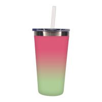 China 550ml 304 Stainless Steel Vacuum Insulated Car Tumbler with Straw for Outdoor Travel for sale