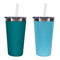 China 550ml 304 Stainless Steel Vacuum Insulated Car Tumbler with Straw for Outdoor Travel for sale