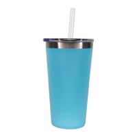 China Custom Logo 550ml 304 Stainless Steel Water Bottle Vacuum Insulated Tumbler with Straw for sale