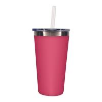 China Custom Logo 550ml 304 Stainless Steel Water Bottle Vacuum Insulated Tumbler with Straw for sale