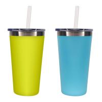 China 550ml 600ml 304 Stainless Steel Vacuum Insulated Travel Tumbler with Straw for Hot Cold Drinks for sale