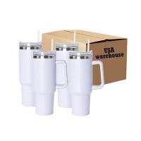 China Custom Logo 40oz White Sublimation Stainless Steel Vacuum Flask with Straw Ice Tumbler for sale