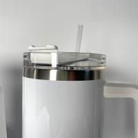 China Custom Logo 40oz White Sublimation Stainless Steel Vacuum Flask with Straw Ice Tumbler for sale