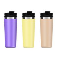 China Custom Logo Stainless Steel Water Bottle 360ml 480ml with Straw and Plastic Lids for Camping for sale