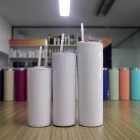 China 304 Stainless Steel Sublimation Tumbler 20oz 30oz Straight Skinny with Screw On Lid Straw Mug for sale