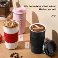 China 304 Stainless Steel Coffee Mug 380ml 510ml Non-Slip Silicone Reusable Cup for sale