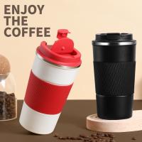 China 304 Stainless Steel Coffee Mug 380ml 510ml Non-Slip Silicone Reusable Cup for sale