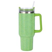 China 40oz Rhinestone Studded Tumbler Cup with Handle and Straw Double Walled Construction for sale