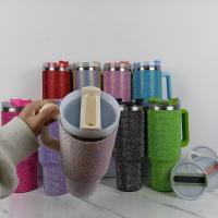 China 40oz Rhinestone Studded Tumbler Cup with Handle and Straw Double Walled Construction for sale