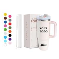 China Custom Logo 40oz Double Wall Stainless Steel Travel Tumbler with Handle for Hot Cold Drinks for sale