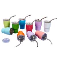 China Stainless Steel 2oz Shot Glass Tumbler with Straw Lid Vacuum Insulated 304 for sale